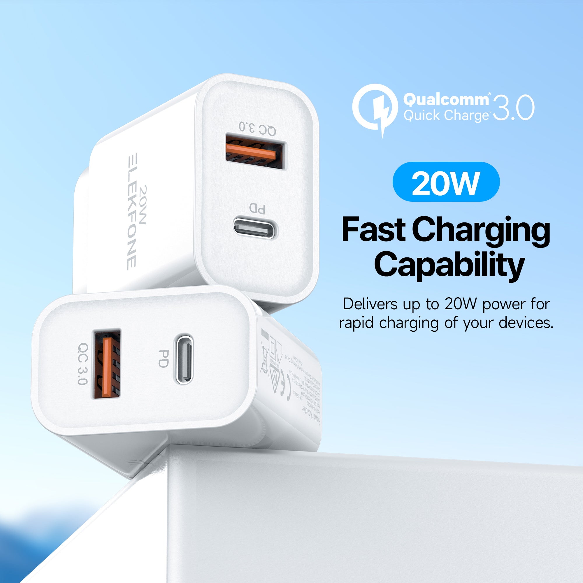 Fast Wall Charger 20W Dual USB-C & USB – Easy Gadgets